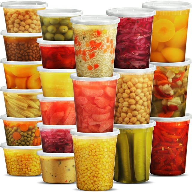 JoyServe 48-Pack Deli Containers, Airtight & Reusable Plastic Food ...