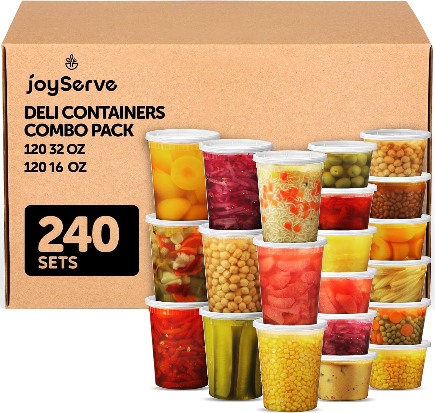 JoyServe Deli Food Containers with Lids - (240 Sets) Bulk Case of 120 ...