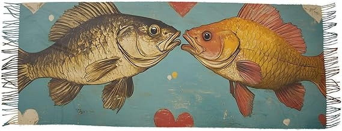 JoySolar Fish Print Scarfs - Fashion Fish Sea Soft Tassel Female ...