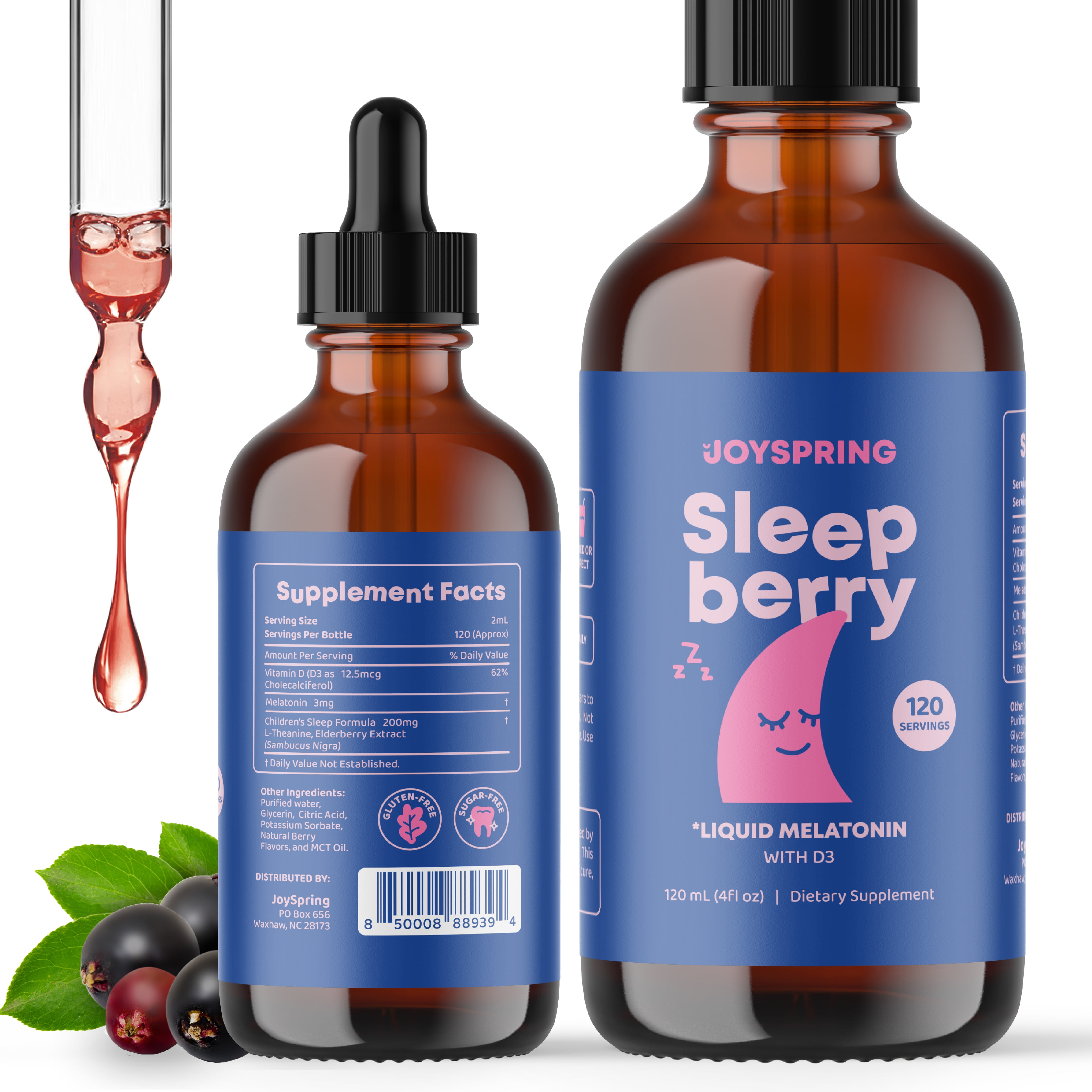 JoySpring Sleepberry Melatonin Drops - Natural Sleep Aid for Kids, 3mg ...