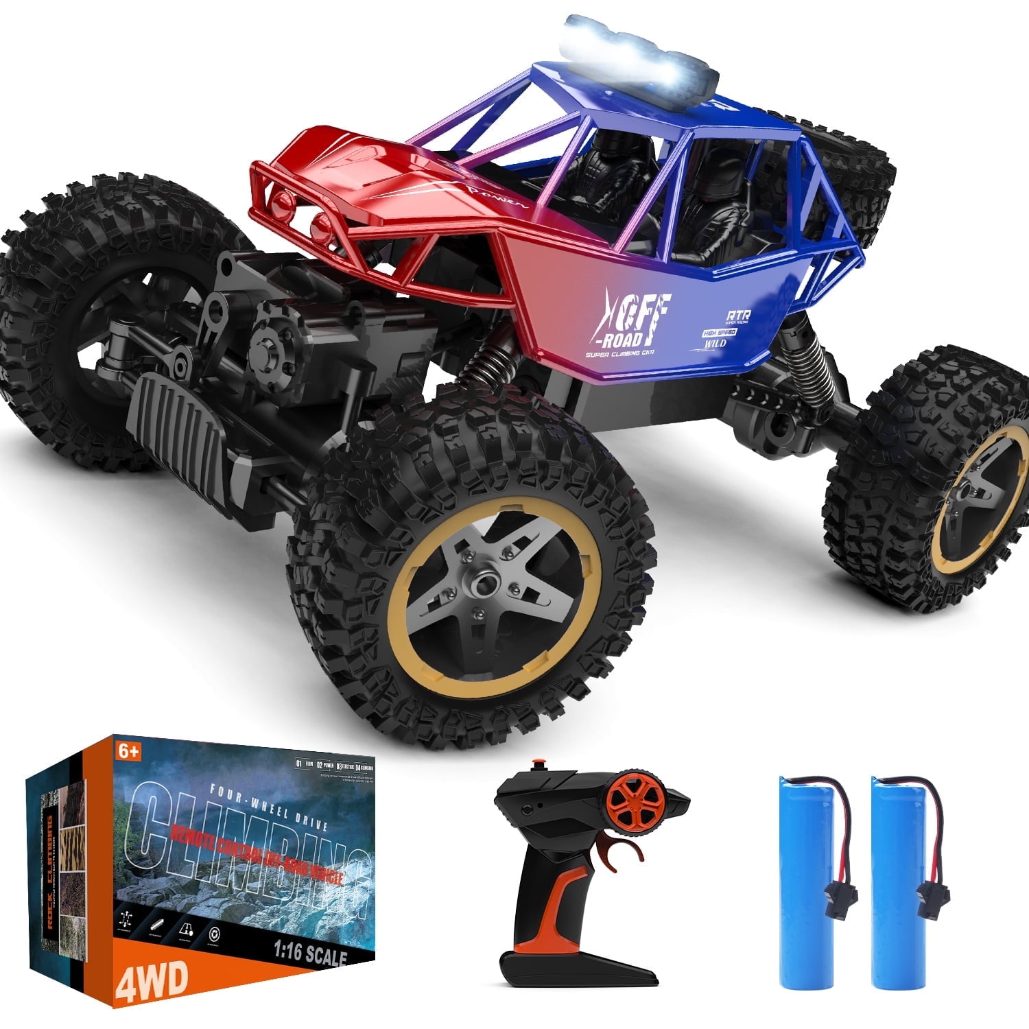 JoyStone 4WD RC Cars, 1:16 Off Road Monster Truck with LED Headlight ...