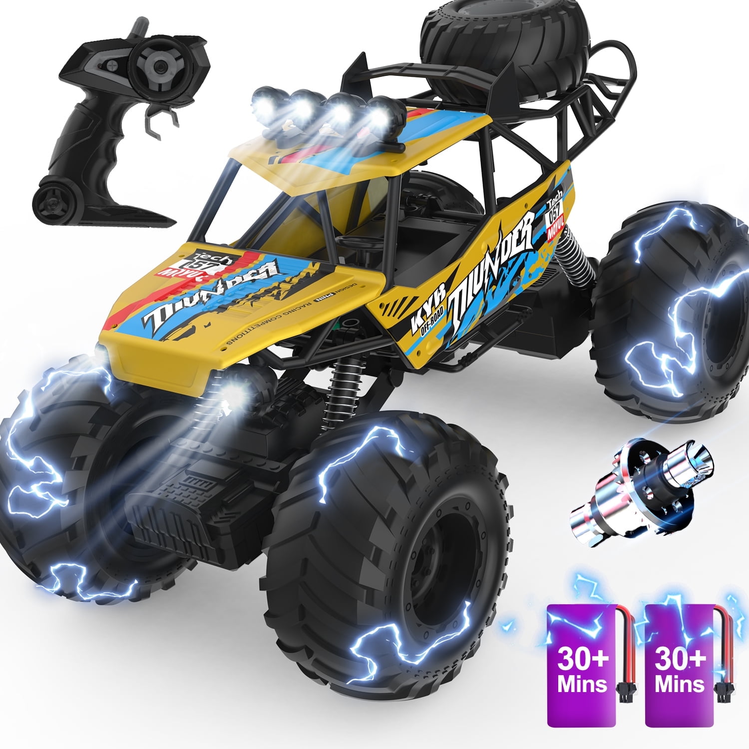 JoyStone 1:10 RC Cars for Kids , 2.4Ghz RC Monster Truck with Light, 2 Batteries, 60+ Mins, Off ...
