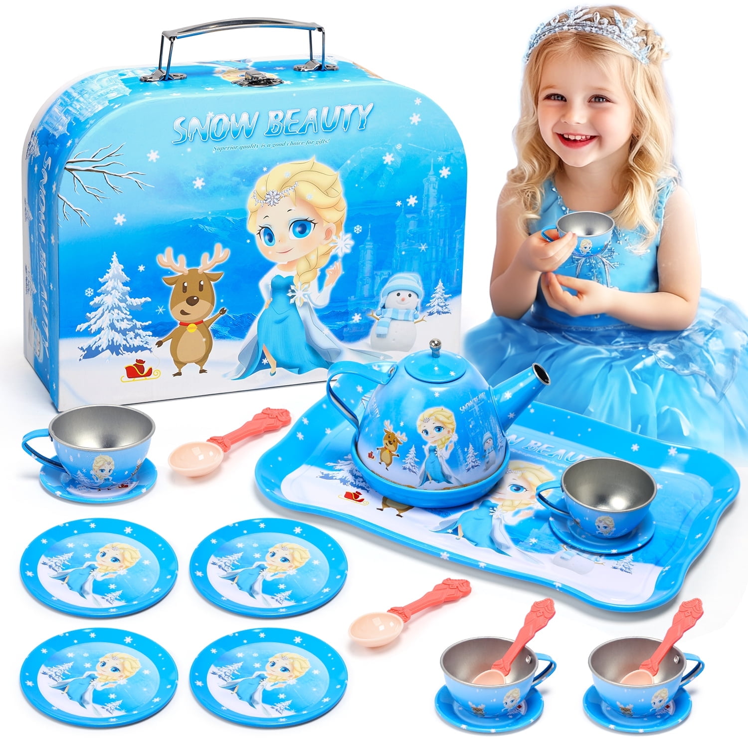 JoyStone 19PCS Kids Tea Party Set Includes Kettle, Princess Tea Time ...