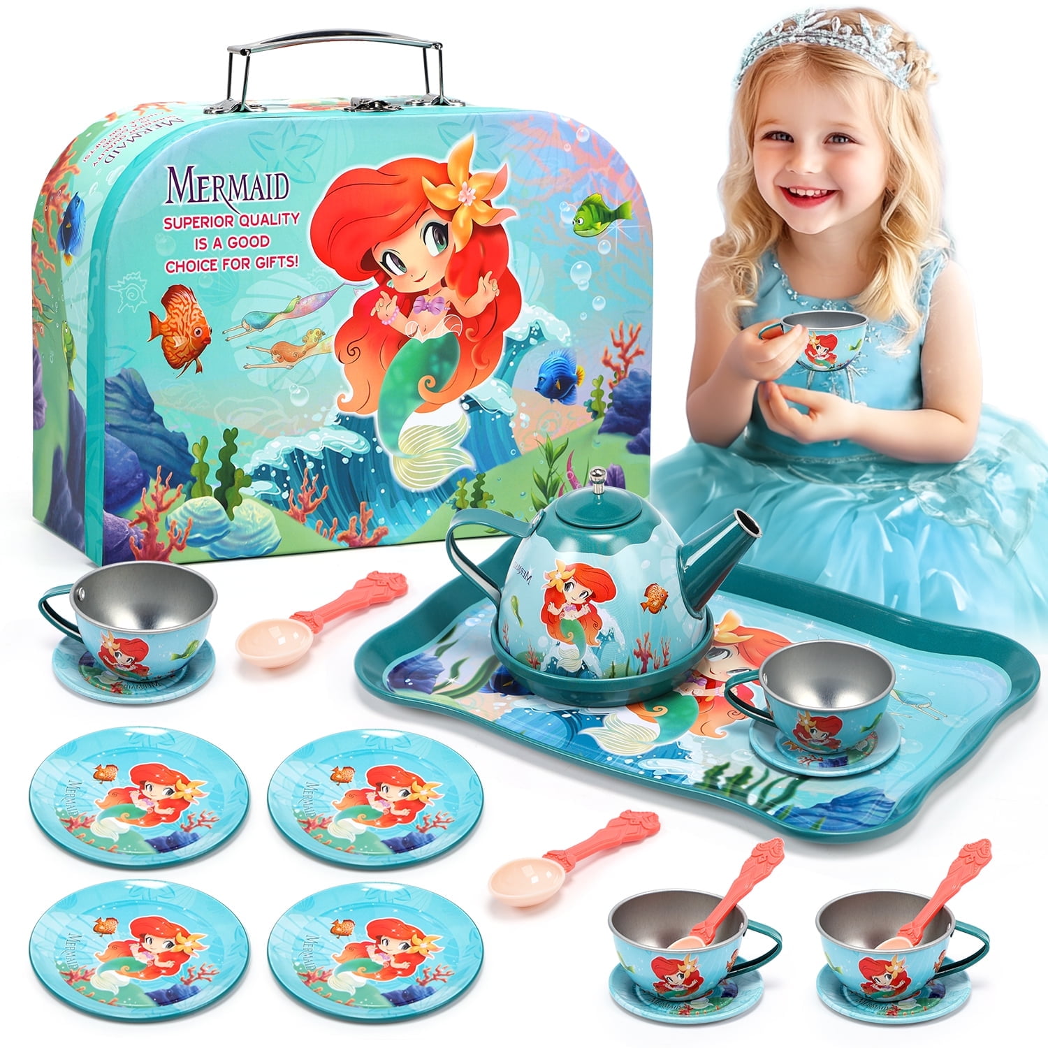 JoyStone 19PCS Kids Tea Party Set Includes Kettle, Princess Tea Time ...