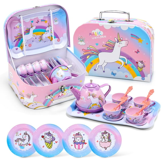 JoyStone 19PCS Non-Breakable Kids Tea Party Set, Toddler Toy with Tray ...