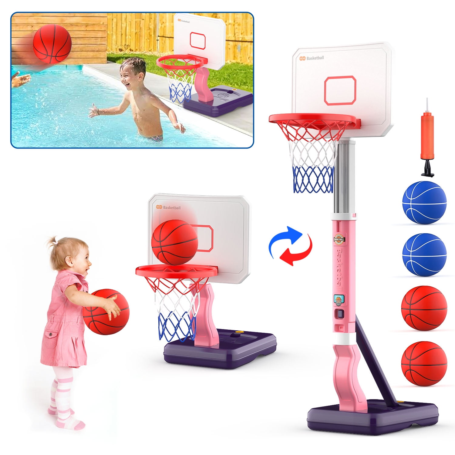 JoyStone 2 in 1 Kids Basketball Hoop, Toddler Basketball Hoop Indoor ...