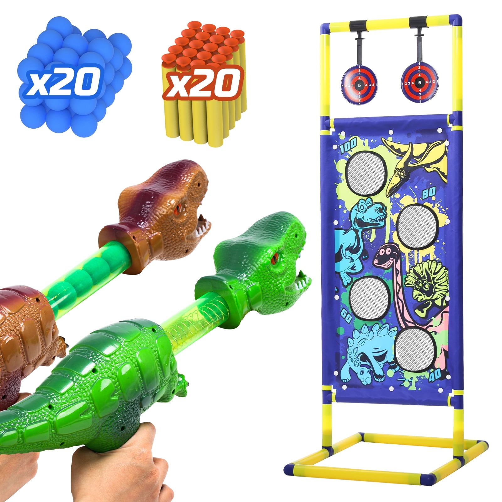 JoyStone 2 in 1 Shooting Game Toy for Kids, 2pk Foam Ball Popper Air ...