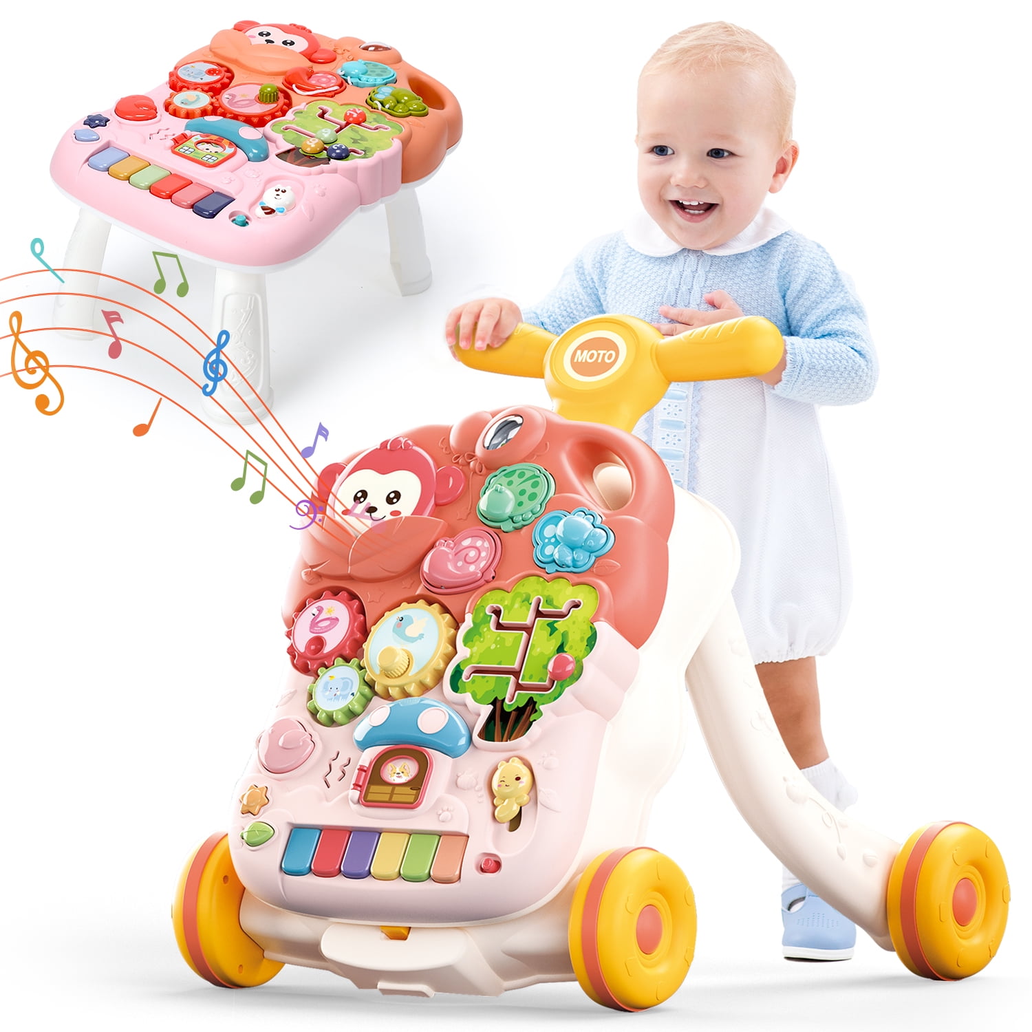 Wonderstone 3 in 1 Baby Walker Sit and Stand Push Learning Toys, Speed ...