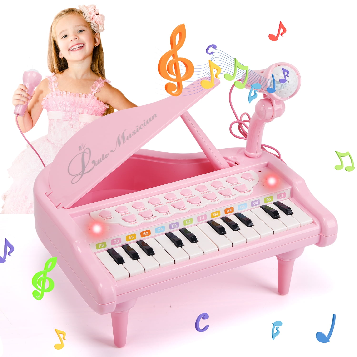 JoyStone 24 Keys Toy Piano for Girls, Cute Piano for Kids with Built-in ...