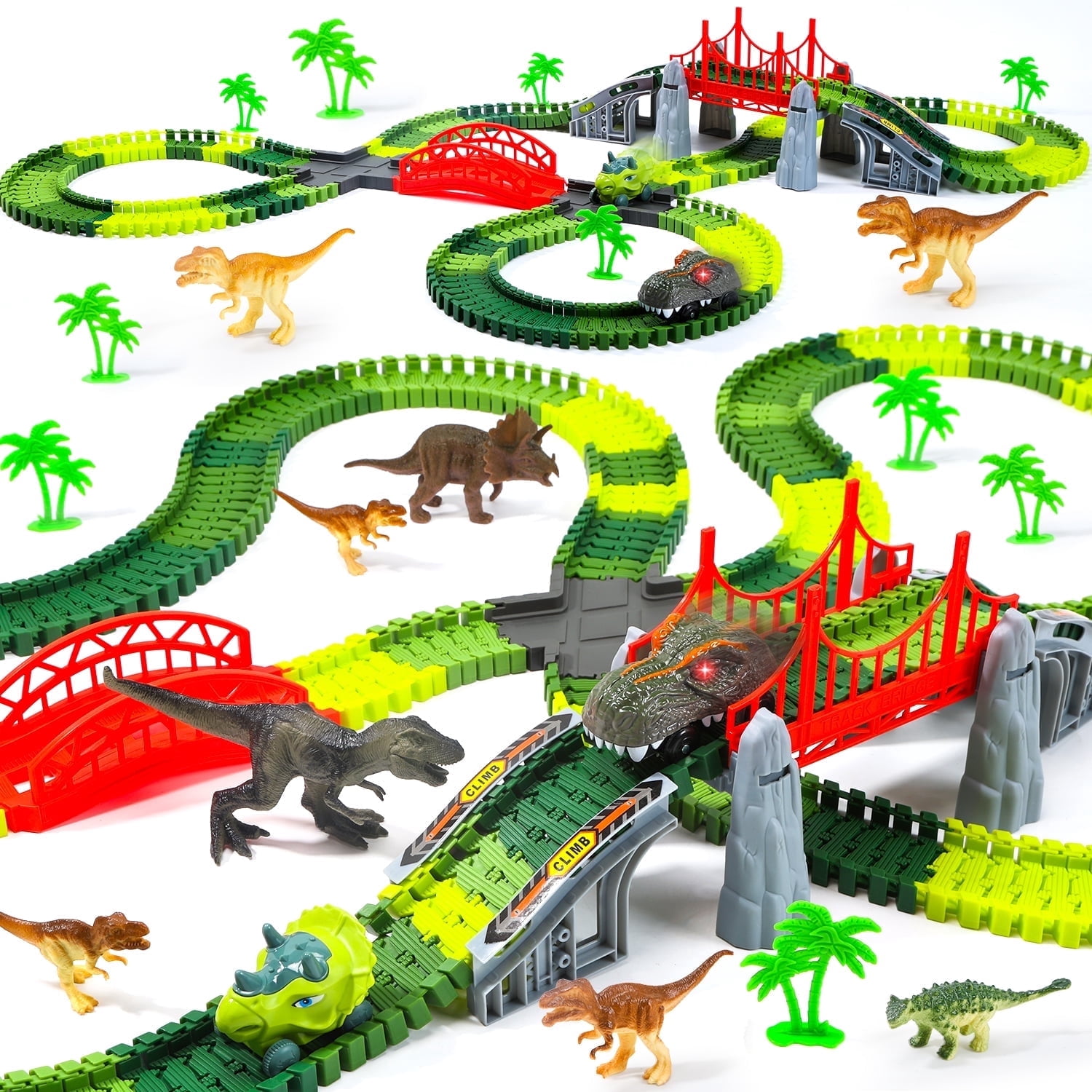JoyStone 275 PCS Dinosaur World Race Track Toys, Flexible Dinosaur ...