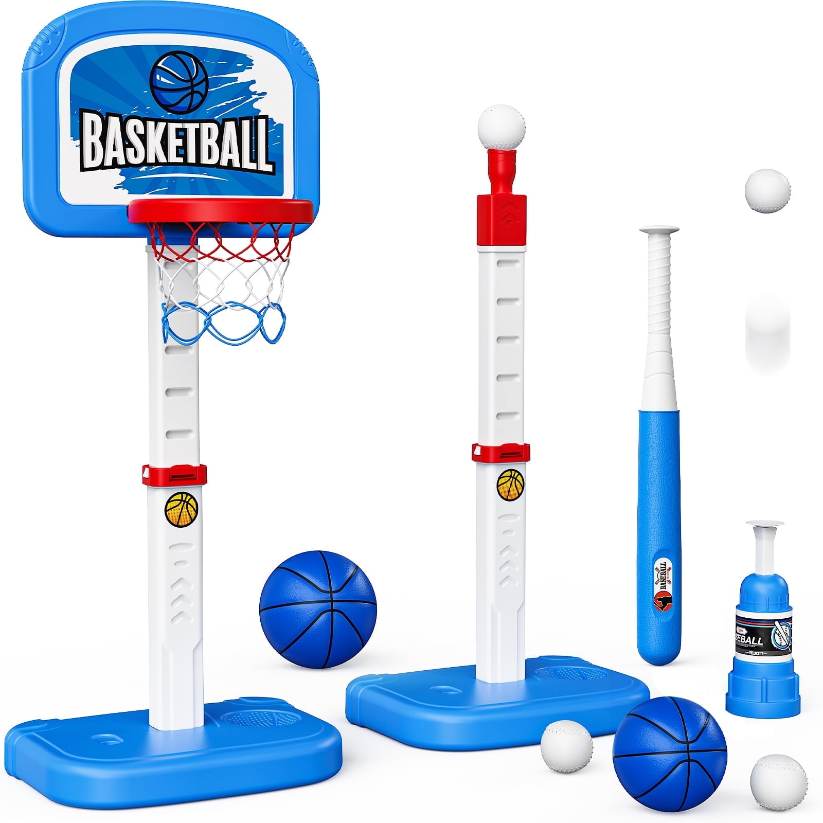 JoyStone 3 in 1 Kids Basketball Hoop and T Ball Set for Kids with ...