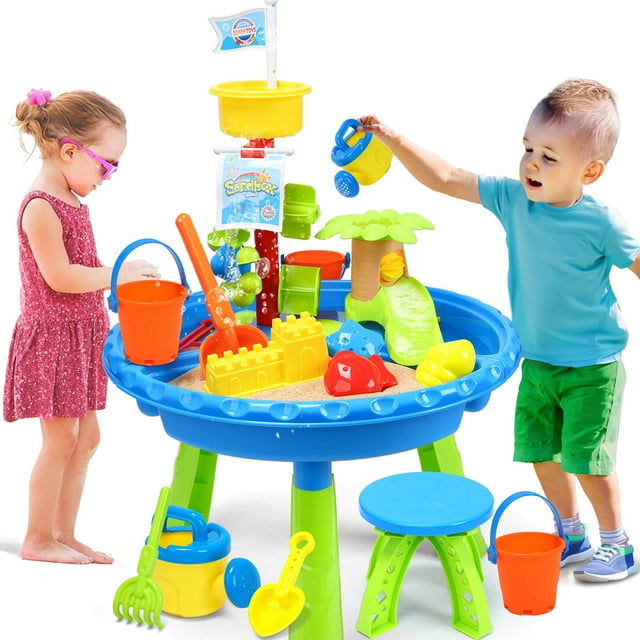 JoyStone Kids 3 in 1 Sand Water Table, 37PCS Sandbox Activity Play ...