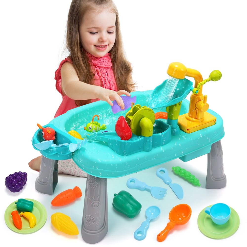 JoyStone 38PCS Play Sink with Running Water with Electric Faucet, Play ...