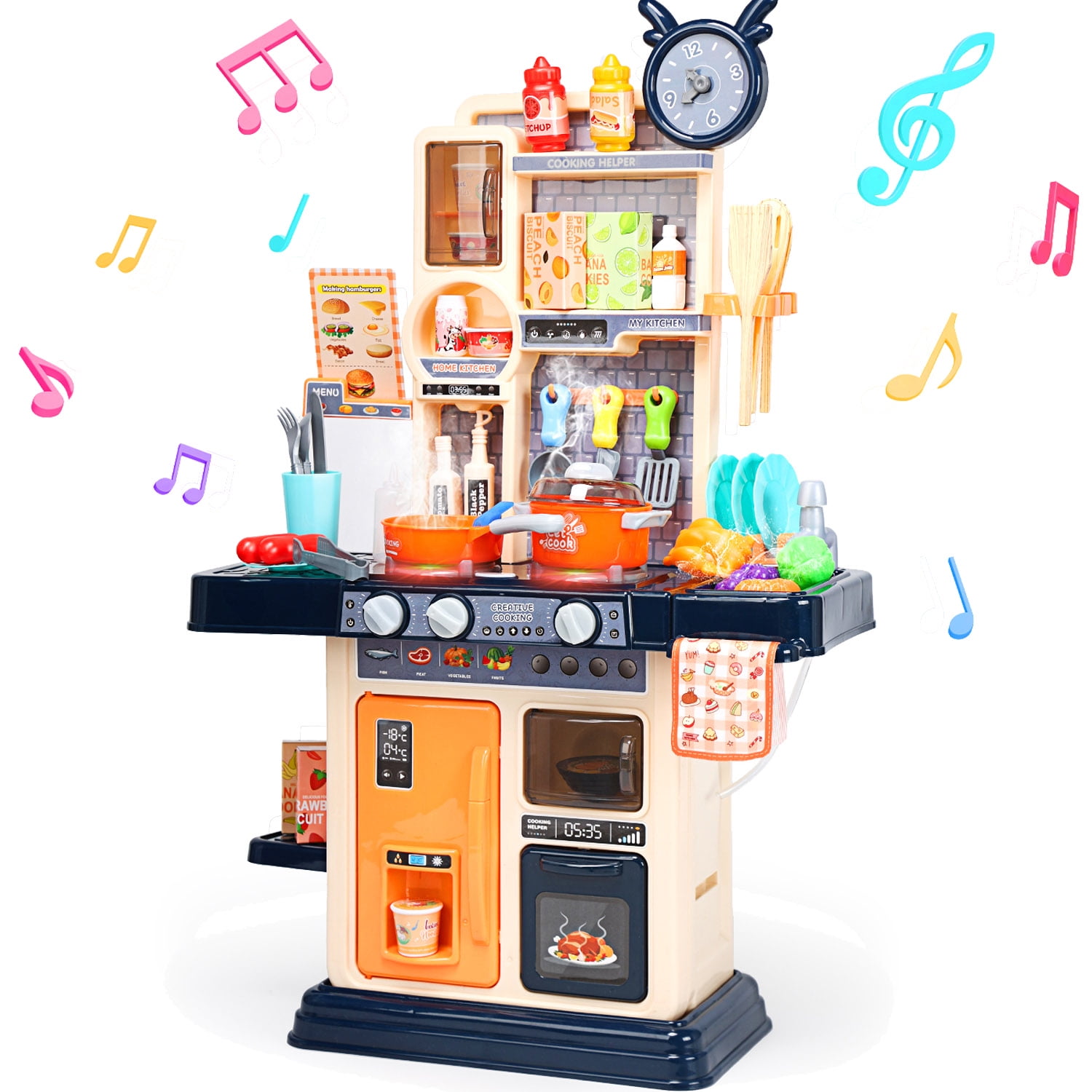 JoyStone 45PCS Kids Kitchen Playset,Play Kitchen Toy with Realistic ...