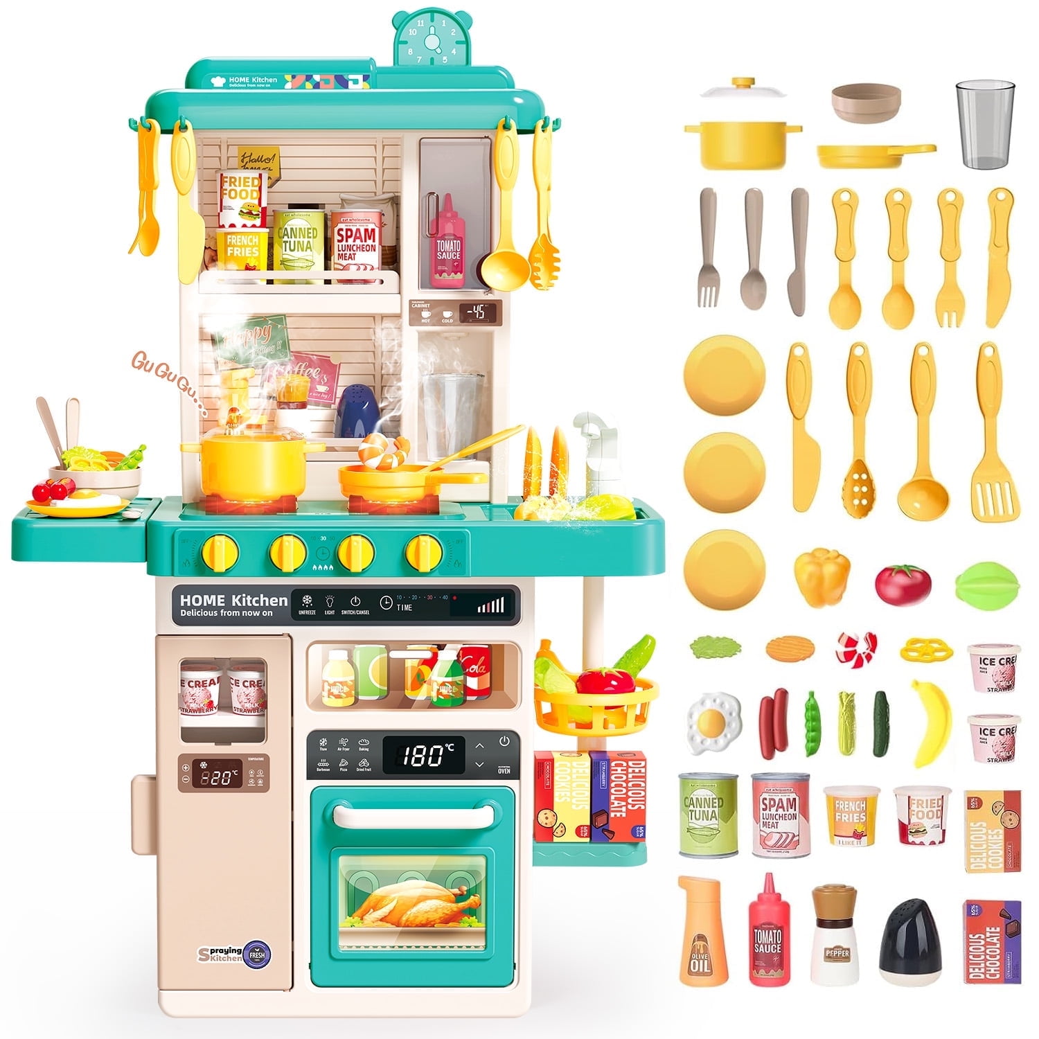 JoyStone 50PCS Kids Kitchen Playset, Educational Pretend Kitchen Set ...