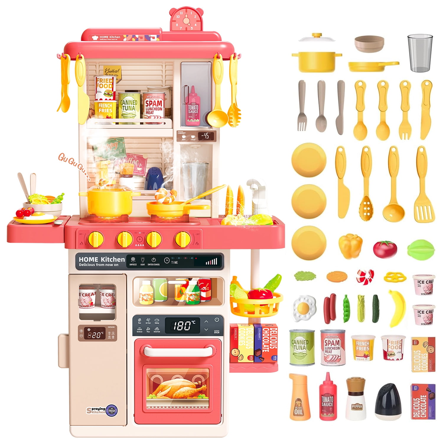JoyStone 50PCS Kids Kitchen Playset, Play Kitchen Toy with Realistic ...
