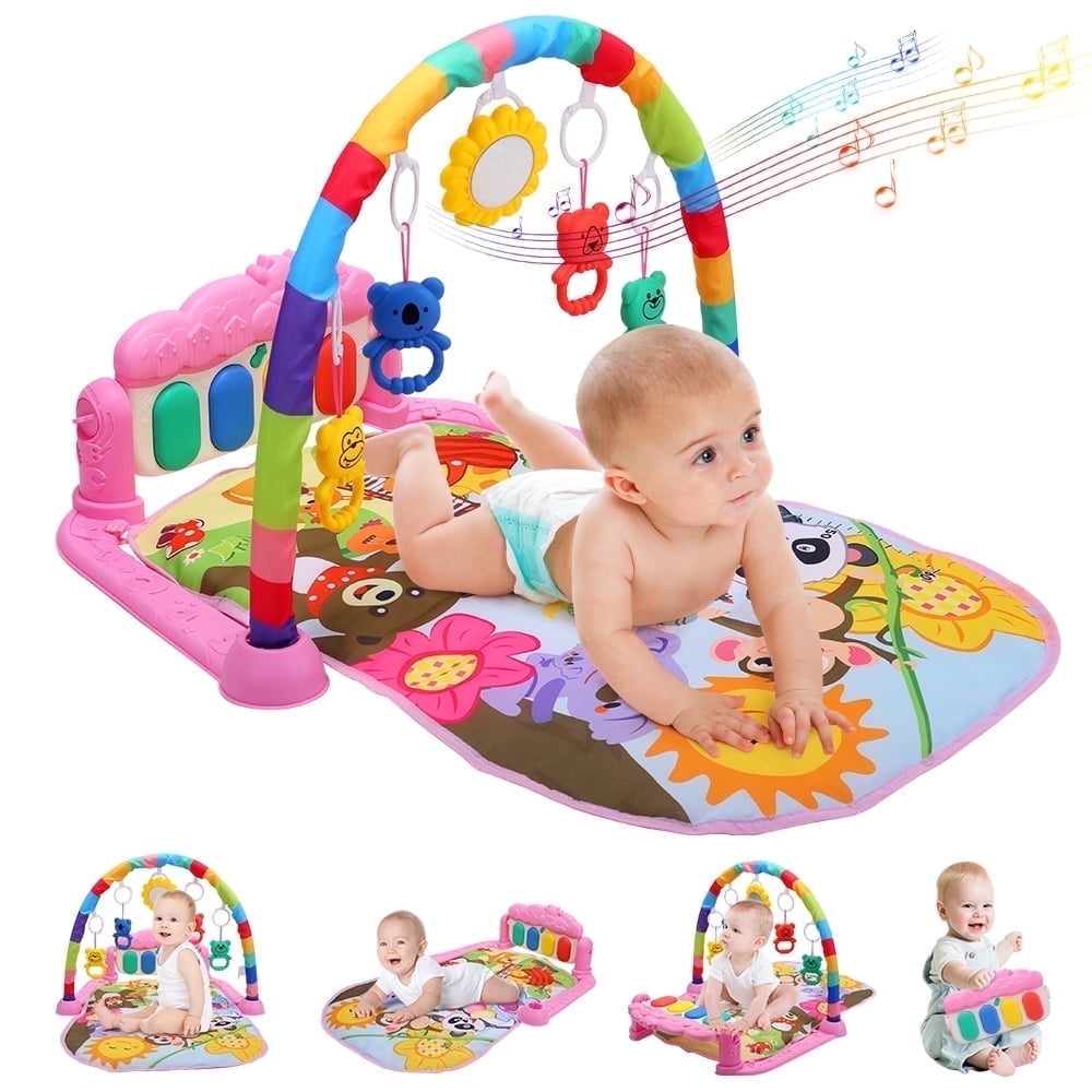 JoyStone Baby Play Mat, Pink Activity Gym with Piano Music and LED ...
