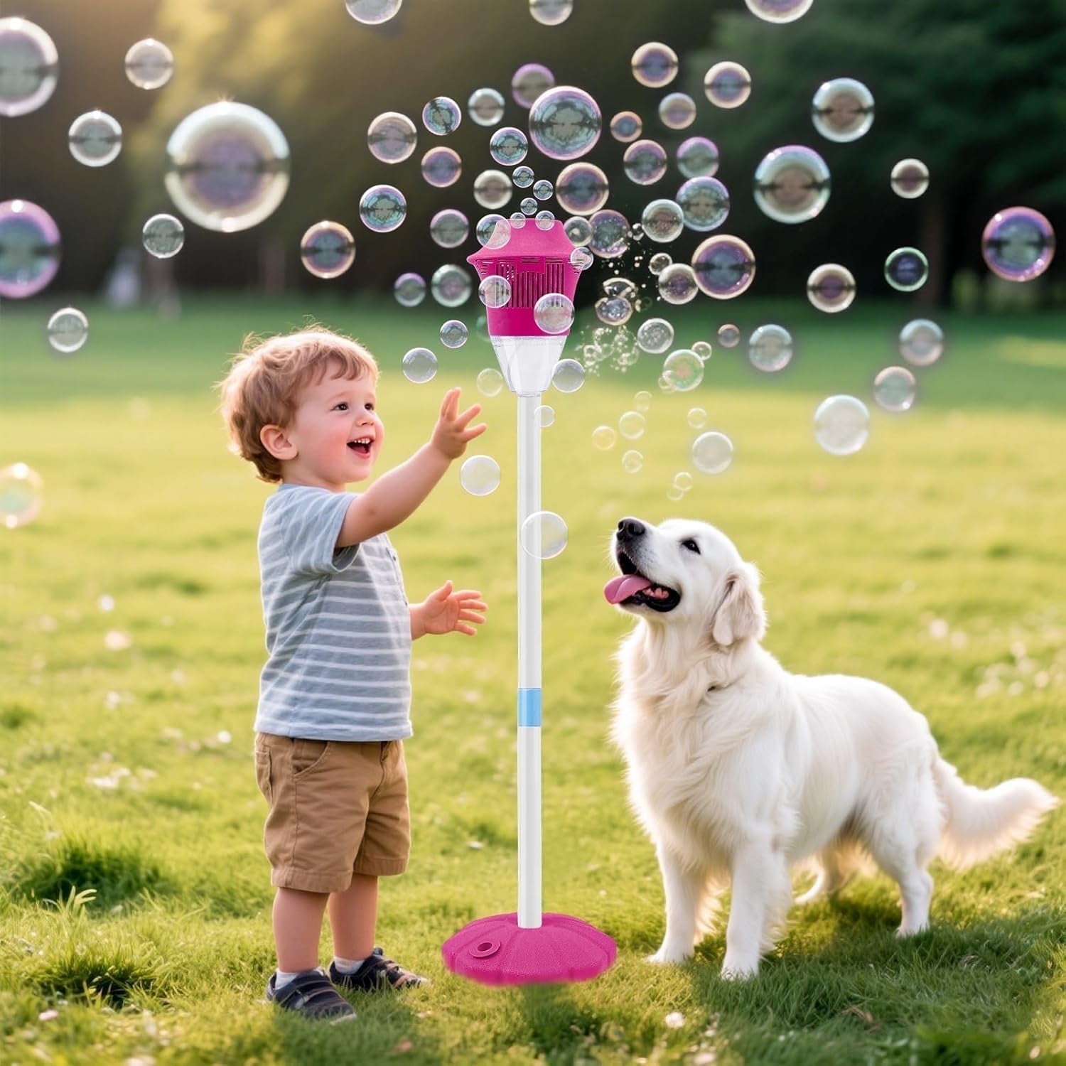 JoyStone 132-Hole Bubble Machine, Automatic Bubble Gun Toy with Lights ...