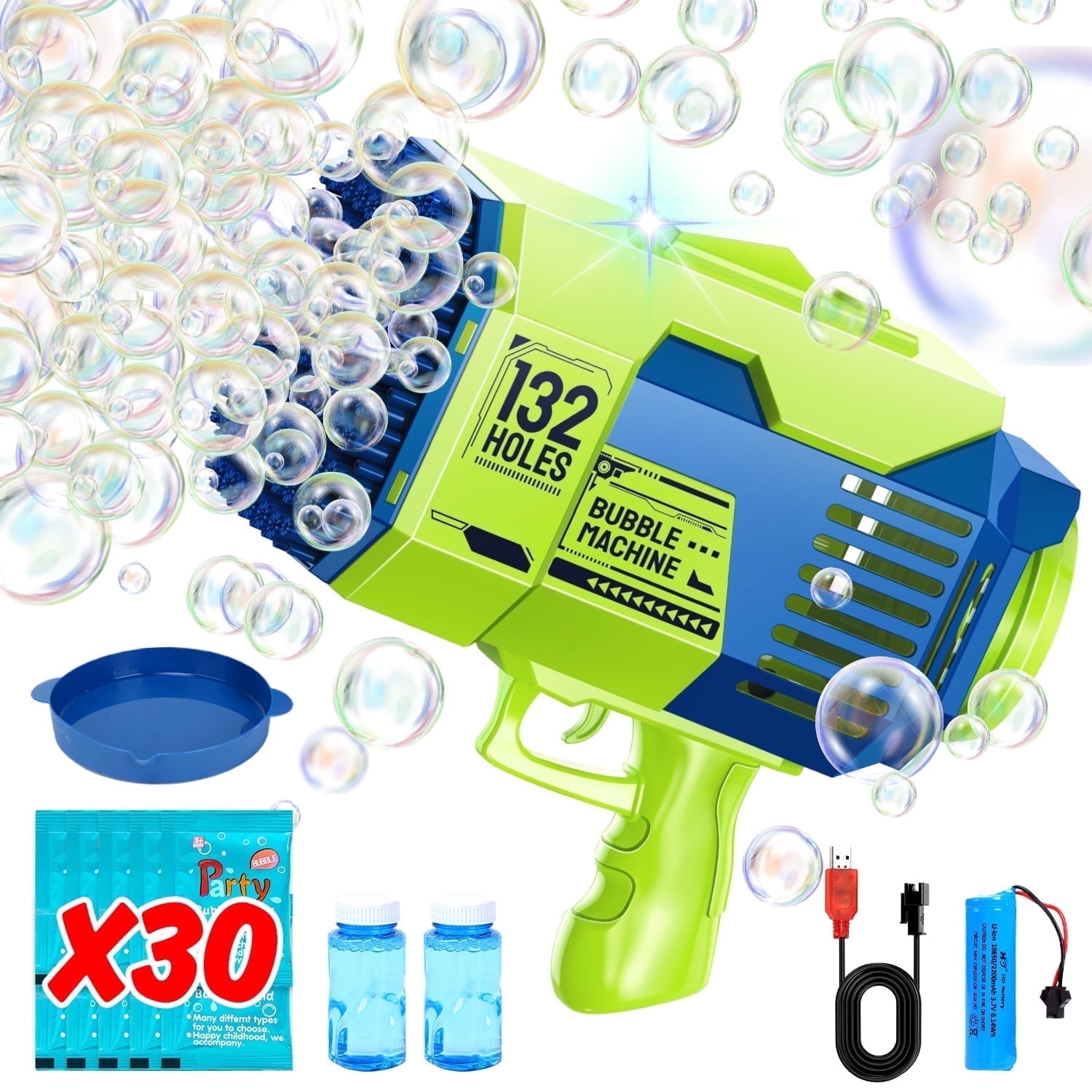 JoyStone 132 Holes Bubble Machine, Automatic Bubble Gun with LED Lights ...