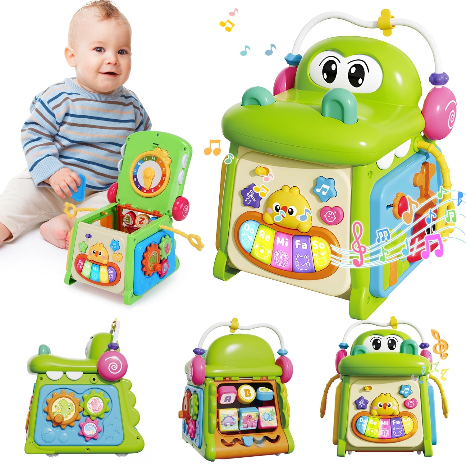 JoyStone Crocodile Shape Activity Cube Toys for 1 2 Year Old Girls, 8 ...