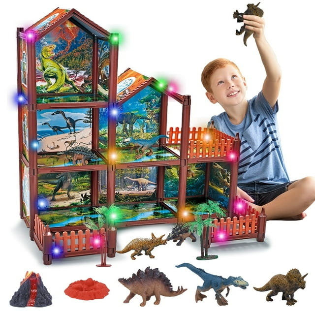 JoyStone Dinosaur 6 Rooms House for Boys with 12 Dinosaurs, DIY ...