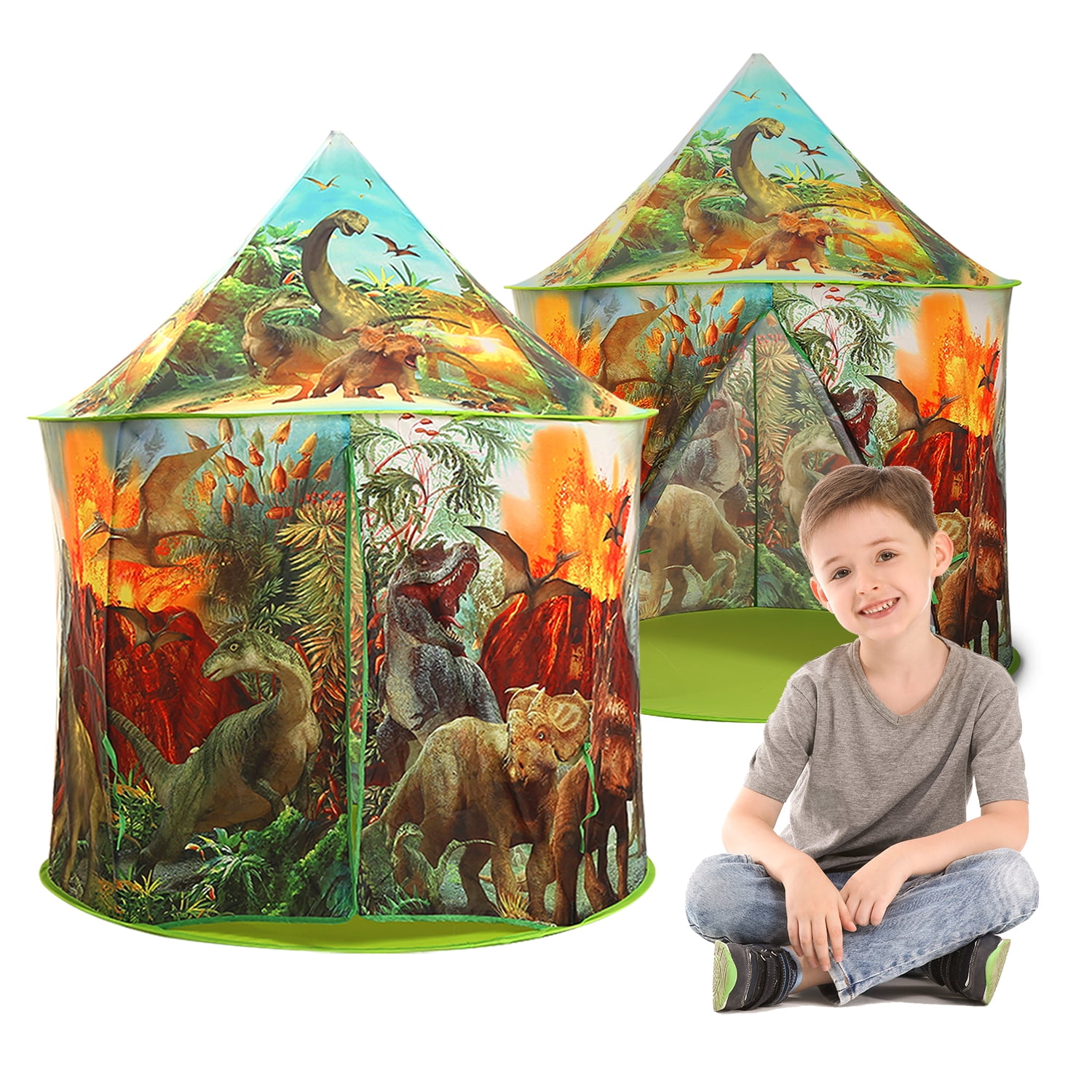 JoyStone Dinosaur Kids Play Tent, Discovery Dinosaur Pop up Tent ...