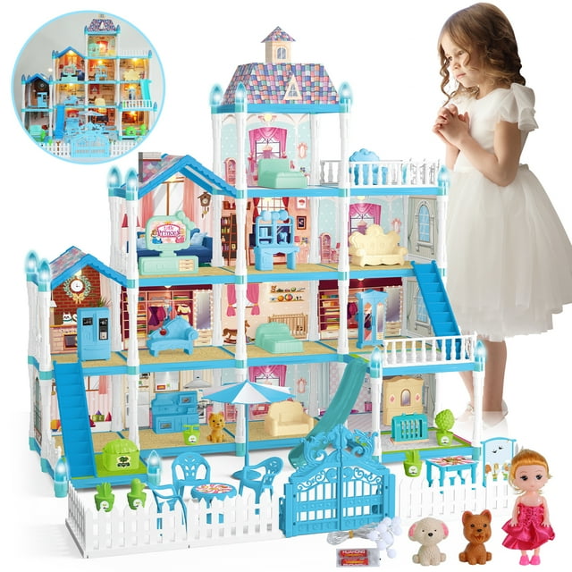 JoyStone Doll House for Girls, 4-Story 13 Rooms Huge Dollhouse Playset ...