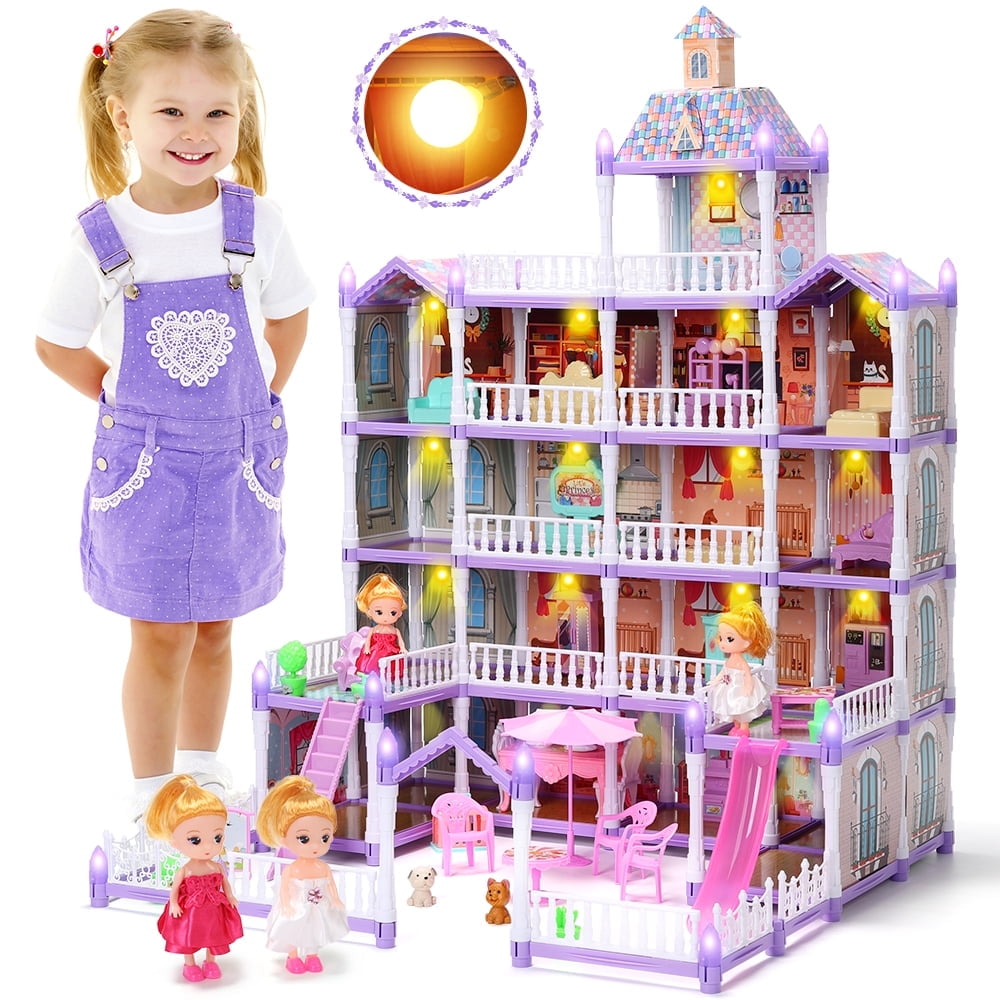 JoyStone Dollhouse for Girls, 19 Rooms Huge Dollhouse Playset with LED ...