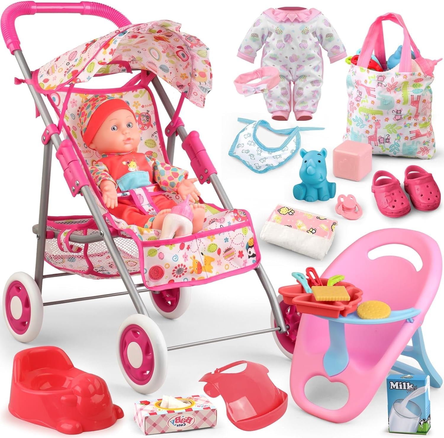 JoyStone Baby Doll Stroller Set Toys for Girls Toddler, Baby Doll ...