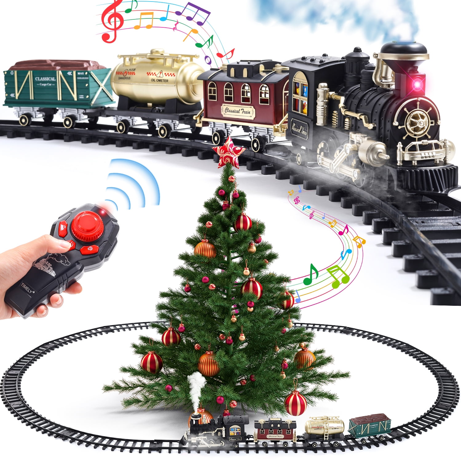 JoyStone Electric R/C Train Set Toys for Boys with Smokes, Lights ...