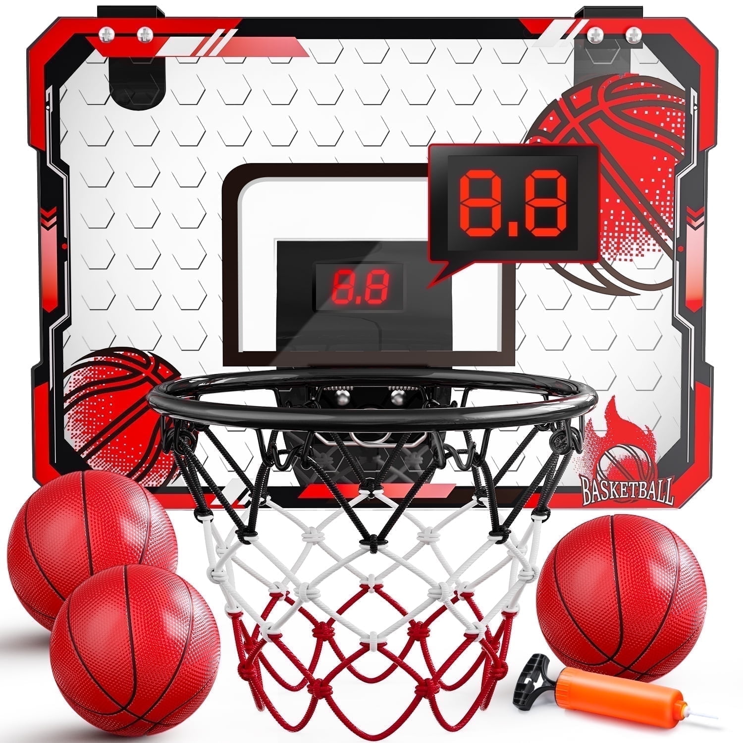 JoyStone LED Mini Basketball Hoop Indoor with Electronic Scoreboard, 4 ...