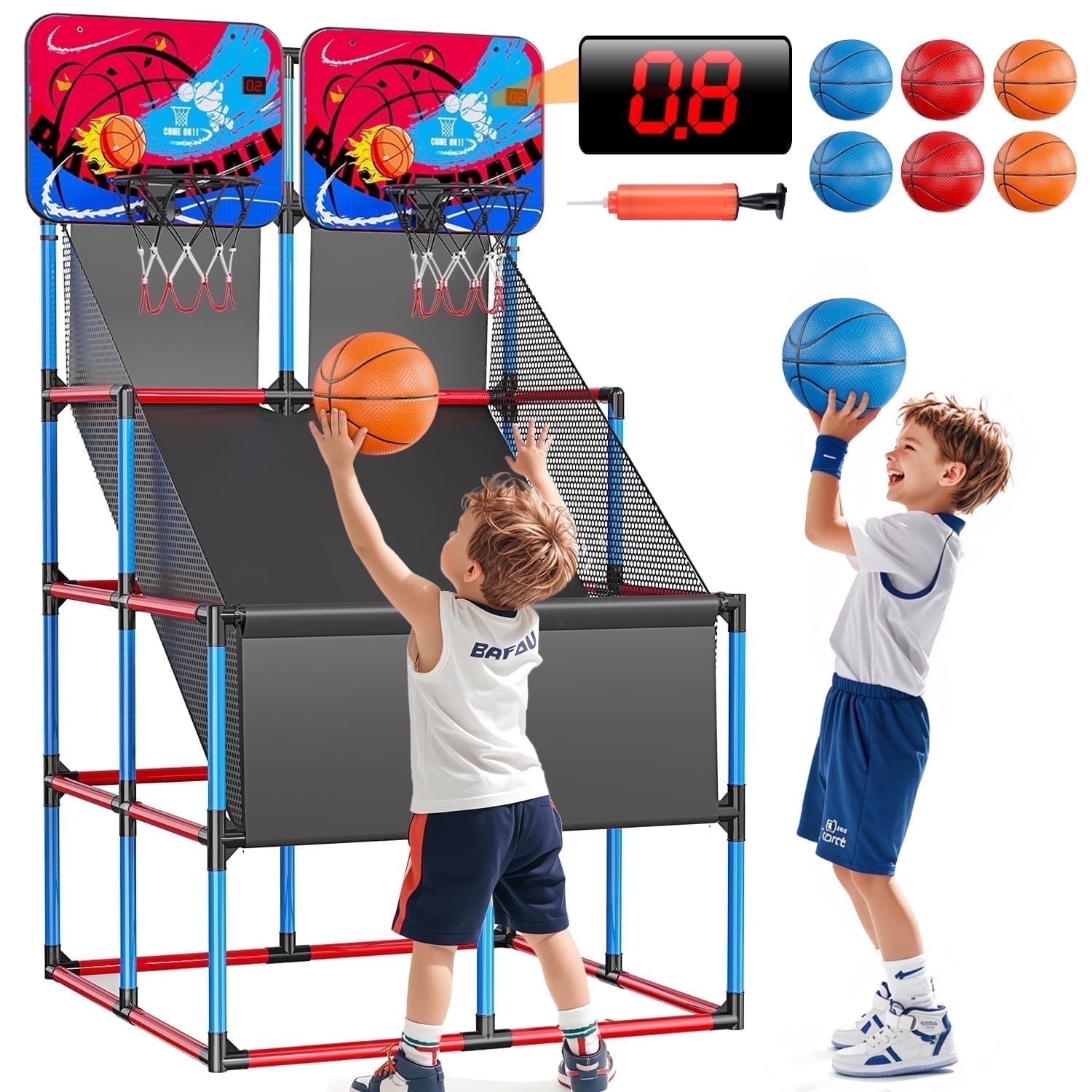 JoyStone Kids Basketball Hoop Game, Dual Shot Arcade Toy with LED ...