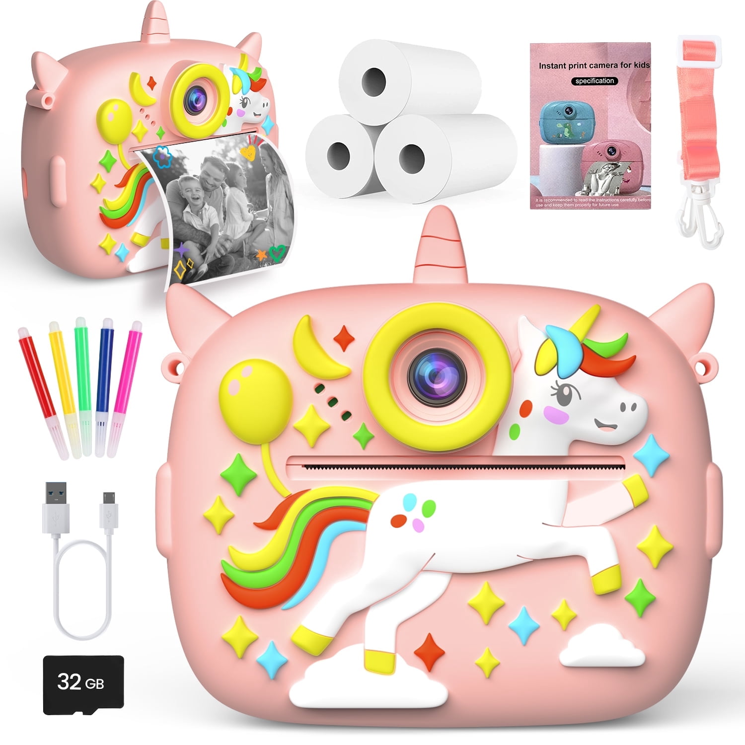 JoyStone Kids Camera, 1080P HD, Detachable Lens, 32GB SD Card, Silicone ...