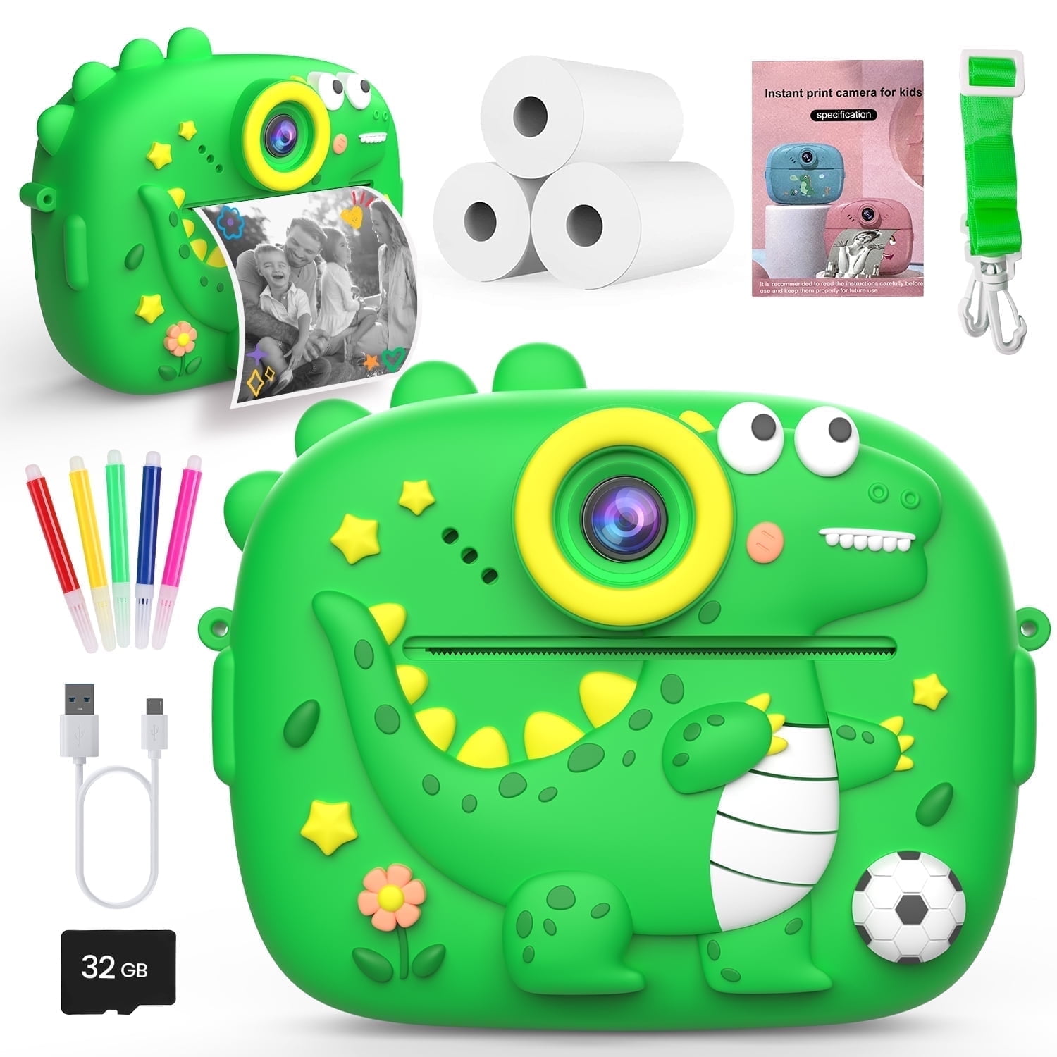 JoyStone Kids Camera Instant Print, Kids Digital Dinosaur Camera with ...