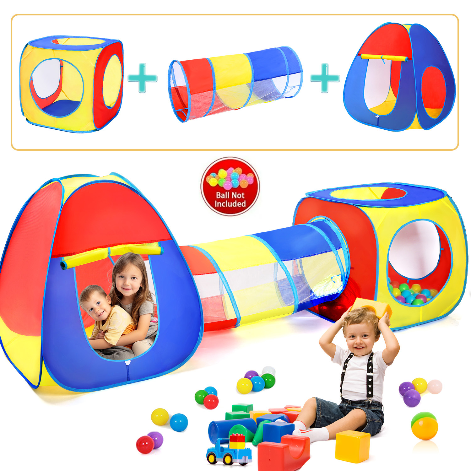 4-Way Play Tunnel Tent For Kids To Crawl Through 8 Feet - Kids Play ...