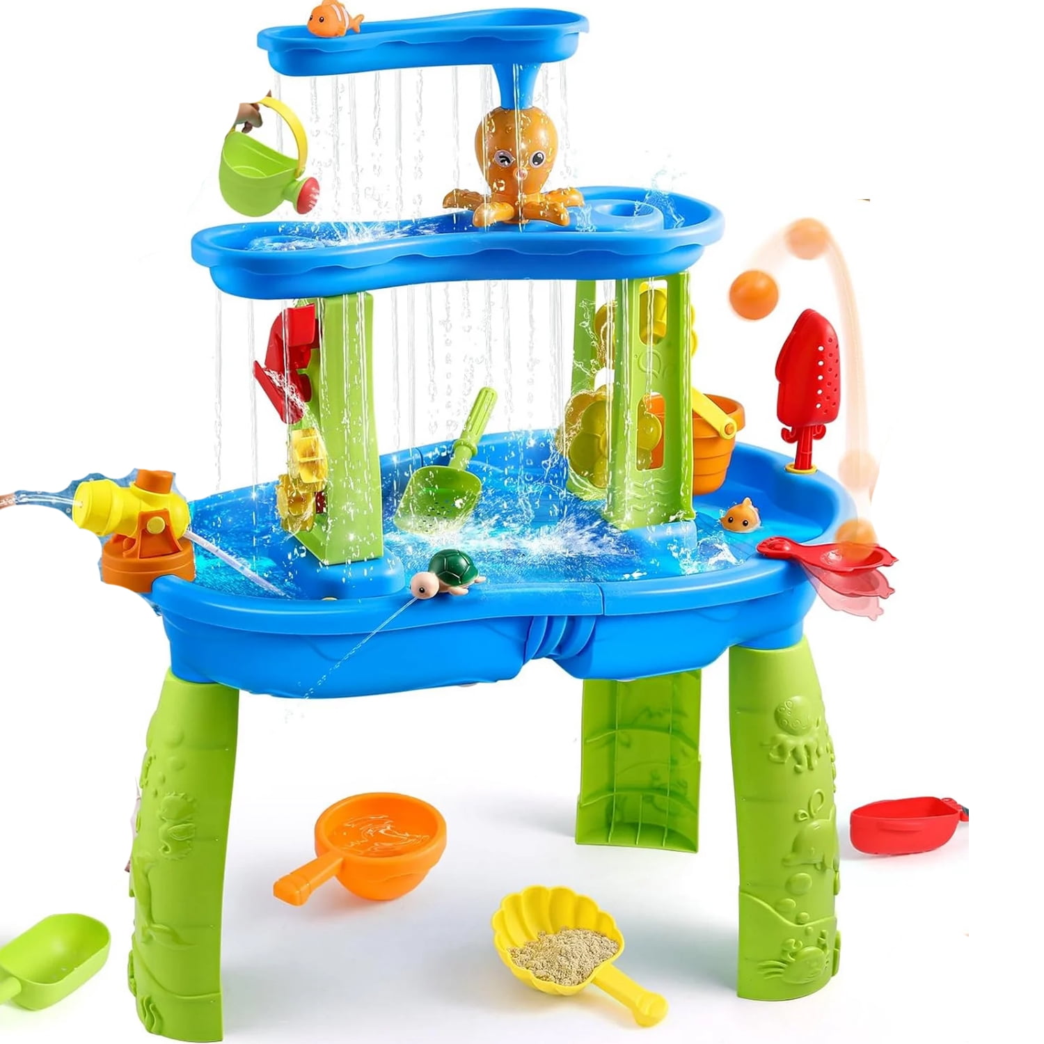 JoyStone 3-Tier Kids Sand Water Table, Outdoor Sensory Play Table Toy ...