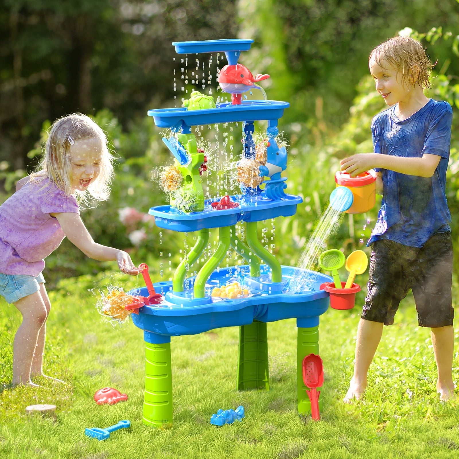 JoyStone Water Table for Toddlers, 4-Tier Kids Sand Water Table ...