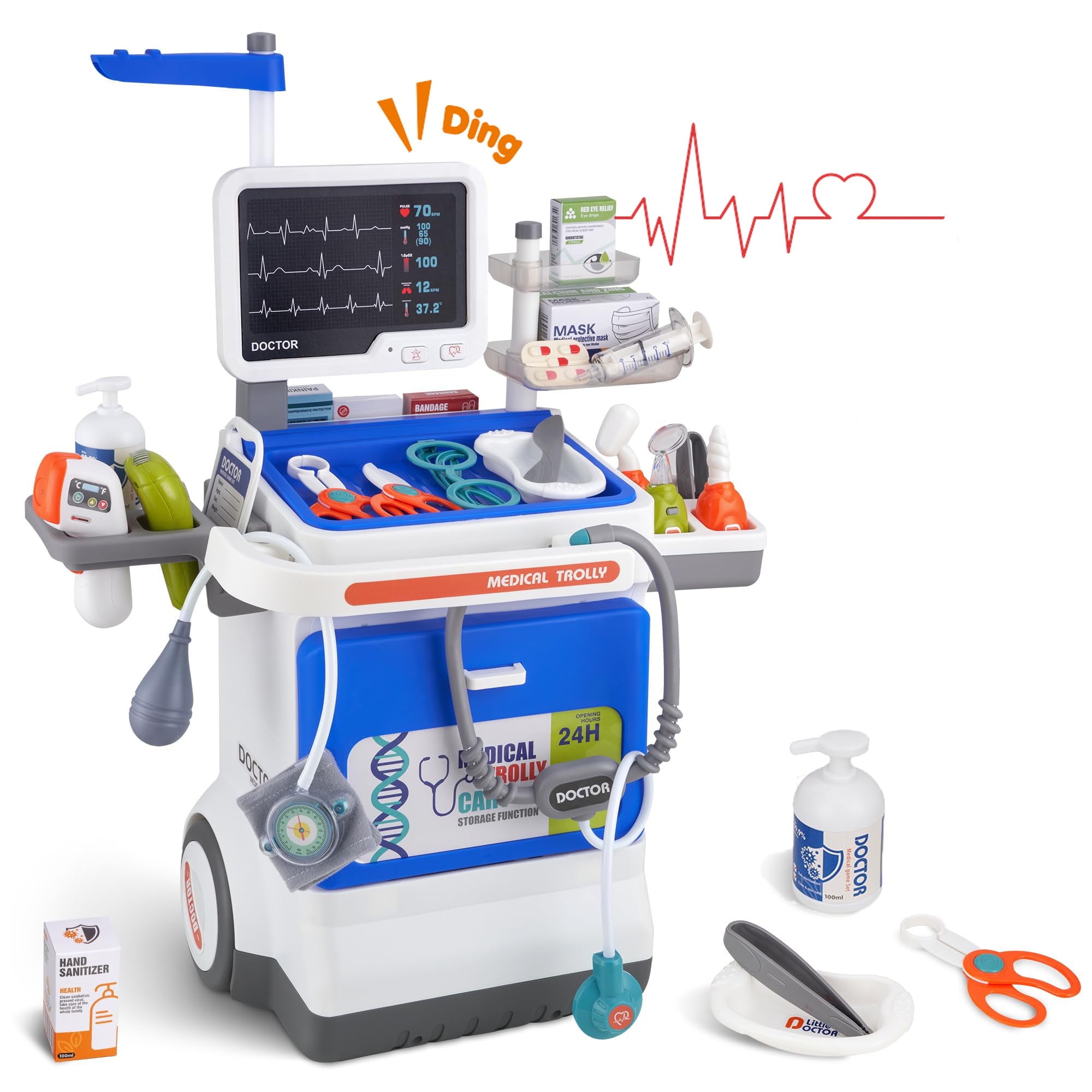 JoyStone 30PCS Kids Toy Doctor Kit, Including Electronic Stethoscope ...