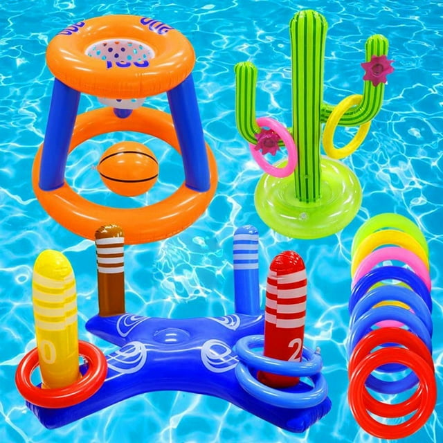 Joystone Pool Toys Games Set Floating Hoop And Inflatable Ring Toss For All Ages Summer Water