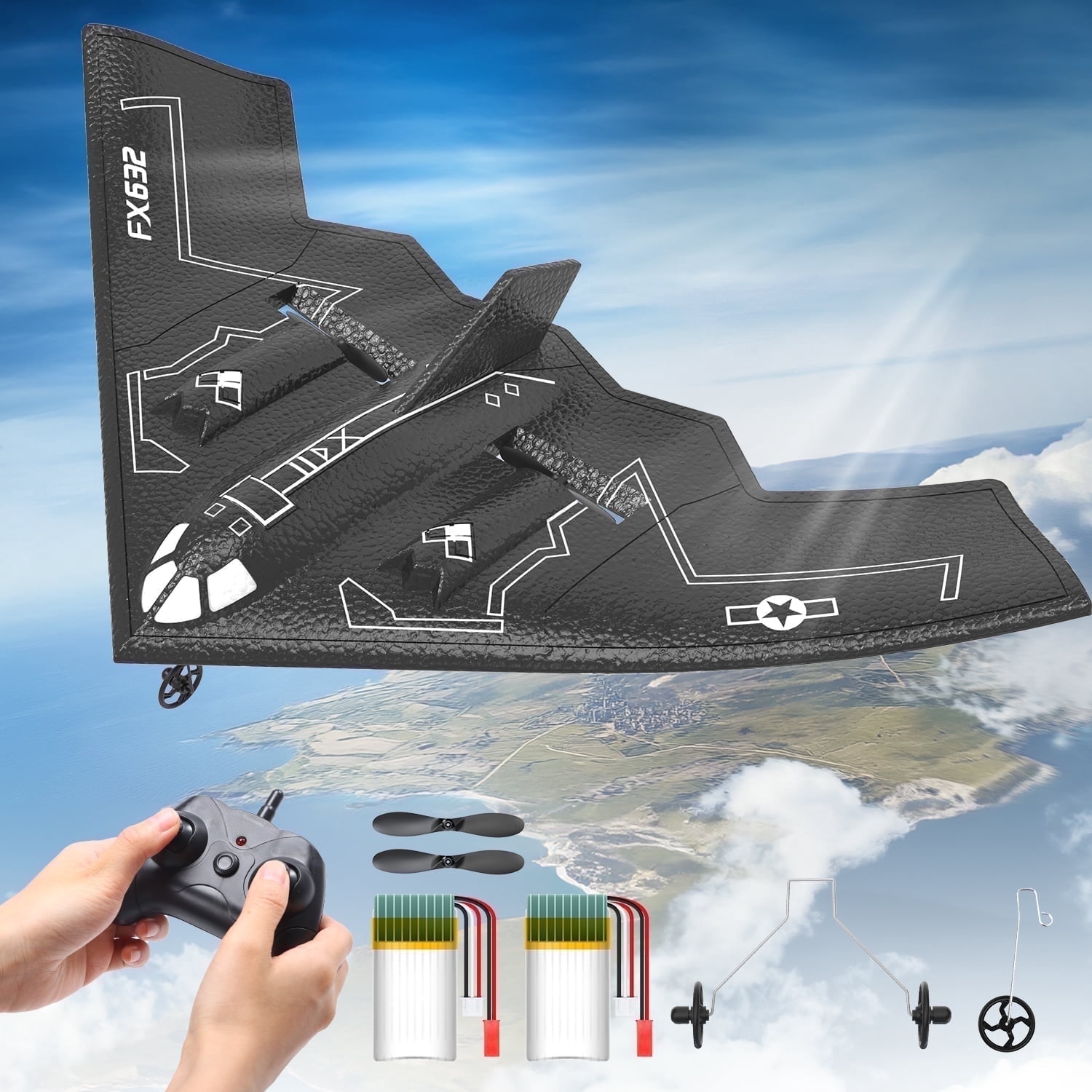 JoyStone Foam RC Airplane B2 Spirit Stealth Bomber Plane, 2 Channels 2. ...