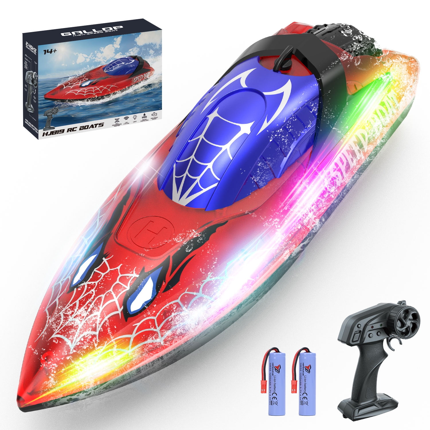 JoyStone RC Boat for Pools and Lakes, Small Racing Boat with LED Lights ...