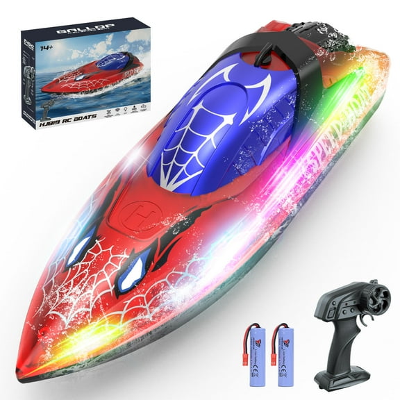 Mini 5 Km H RC Boat Remote Controlled High Speed Ship With LED Light ...