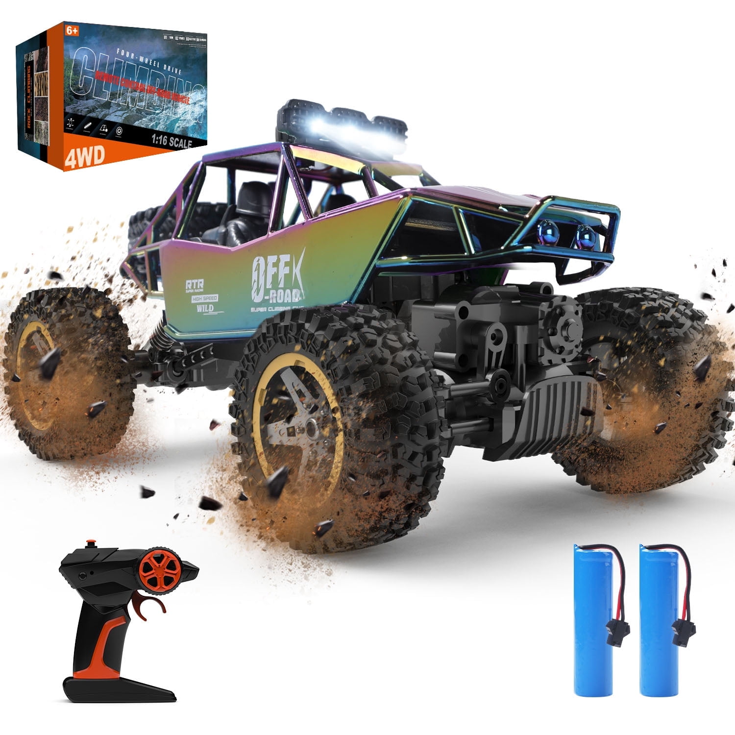 JoyStone 4WD RC Cars, 1:16 Off Road Monster Truck with LED Headlight ...