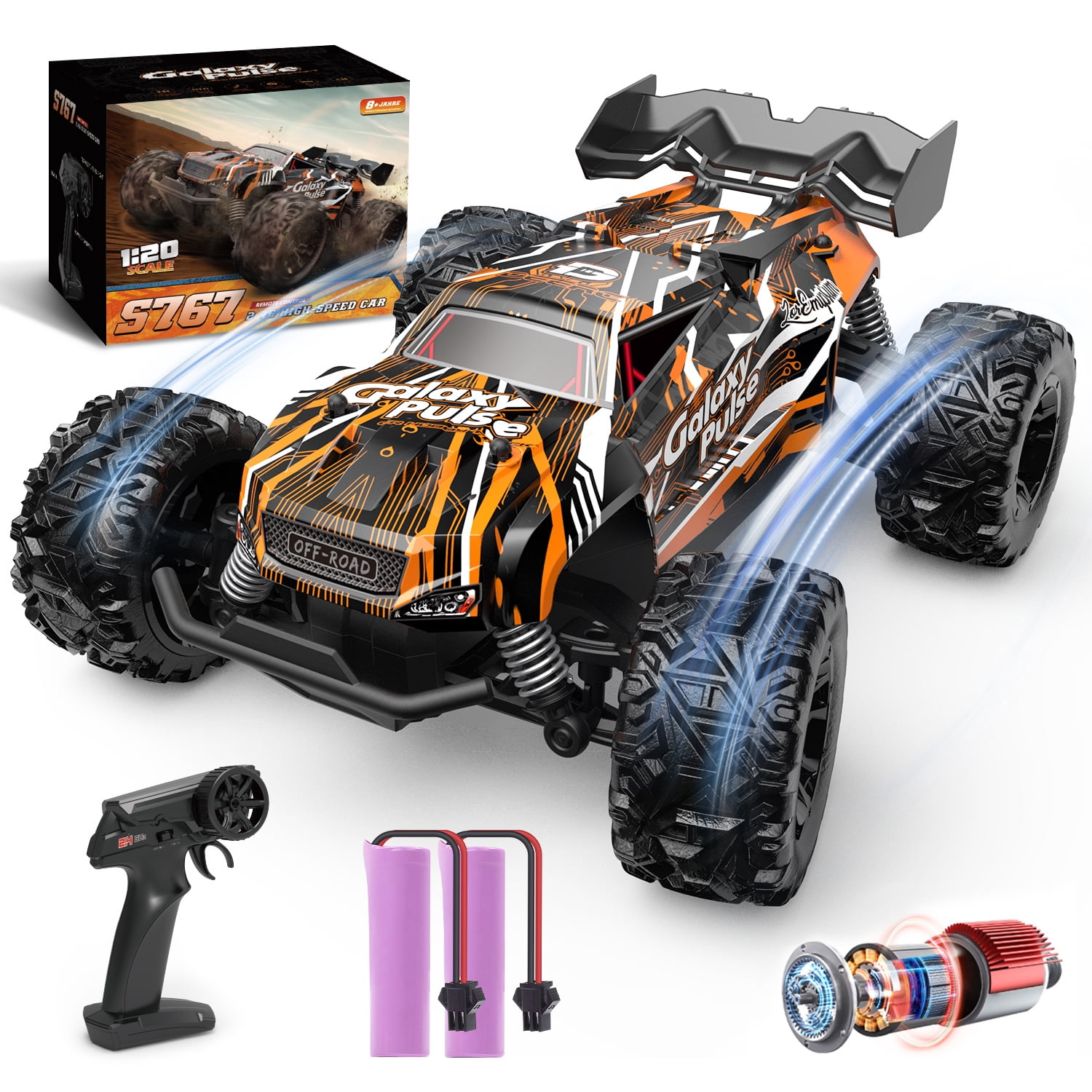 JoyStone Remote Control Monster Truck, 1:18 All-Terrain RC Car, Black ...