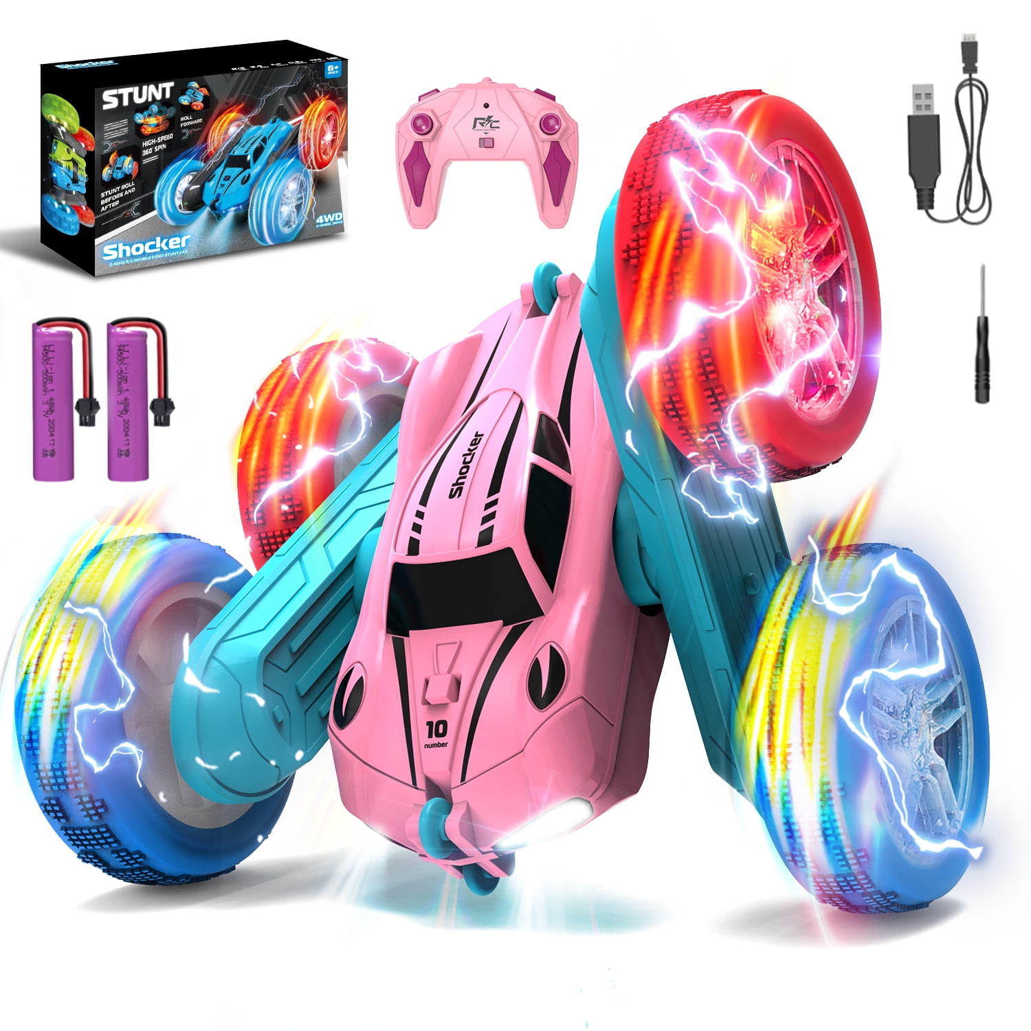 JoyStone Remote Control Car, 4WD 2.4Ghz Rechargeable RC Stunt Car with ...