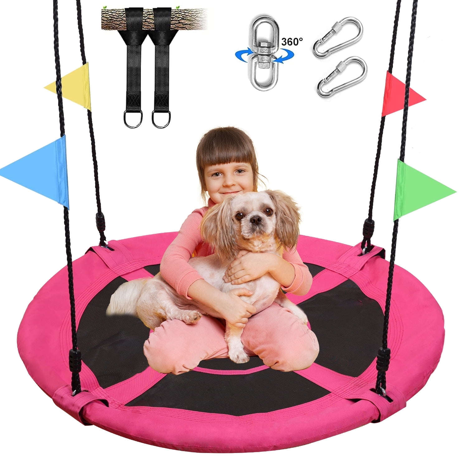 JoyStone Saucer Tree Swing Set for Kids Adults, 40" Durable Multi ...