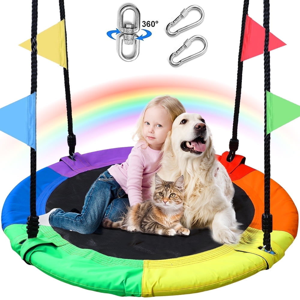 "JoyStone 40"" Saucer Tree Swing Set, Multi-Strand Ropes, UV Resistant ...