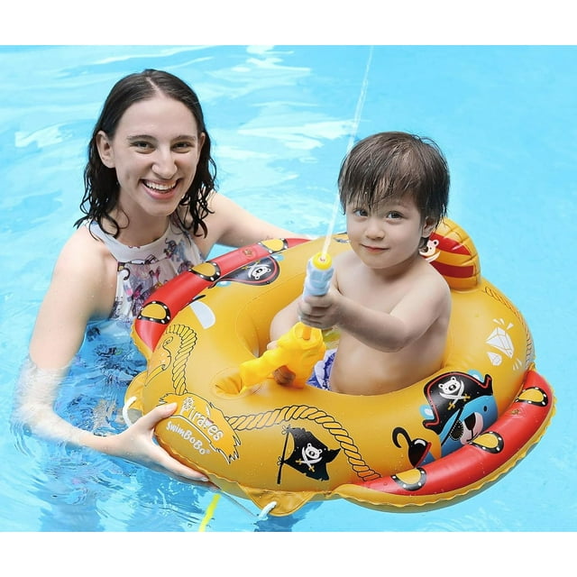 JoyStone Summer Inflatable Pirate Boat Pool Float for Kids with Built ...