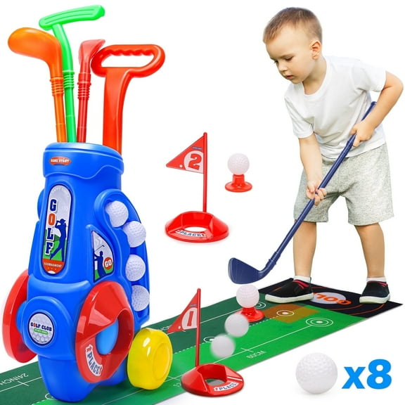 Franklin Sports Kids Plastic Golf Set - Adjustable Youth Clubs - Red ...