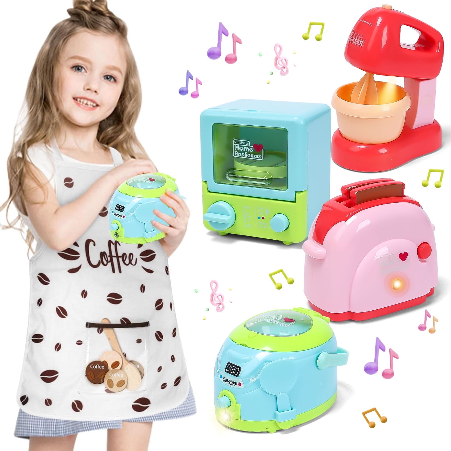 JoyStone Toy Kitchen Set, Pretend Toy Kitchen Appliances Toy Set with ...